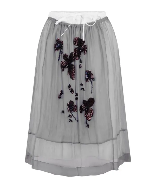 Prada Embroidered Floral Skirt