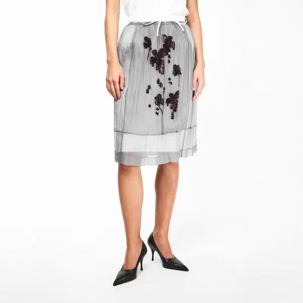 Prada Embroidered Floral Skirt