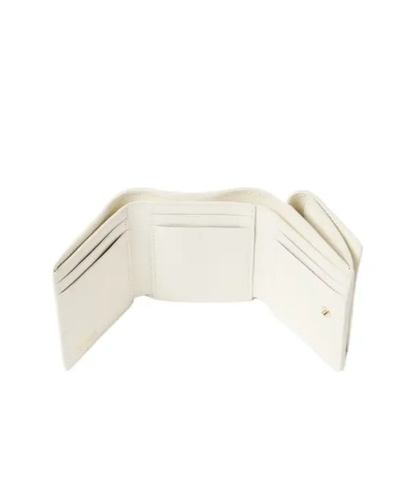 Fendi Ff Mini Trifold Parchment-coloured Leather Wallet