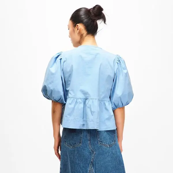 GANNI Peplum Blouse With Tie Detail