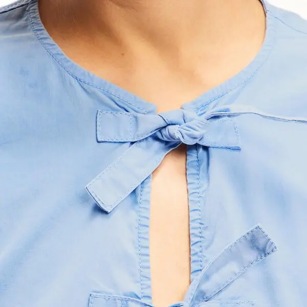 GANNI Peplum Blouse With Tie Detail