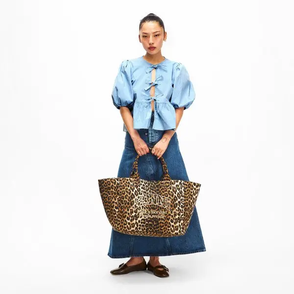 GANNI Peplum Blouse With Tie Detail