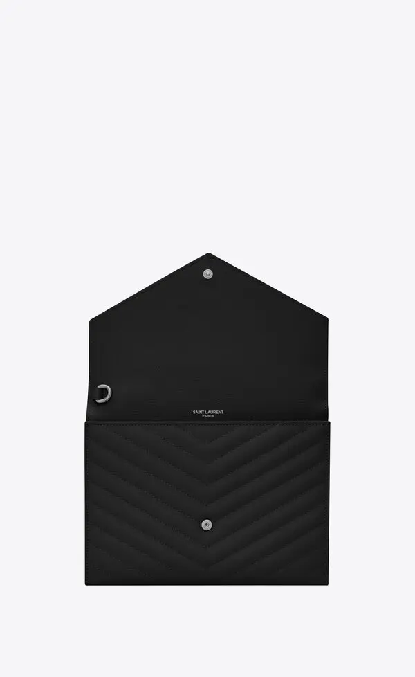 Saint Laurent Chevron Quilt Clutch Bag - Black