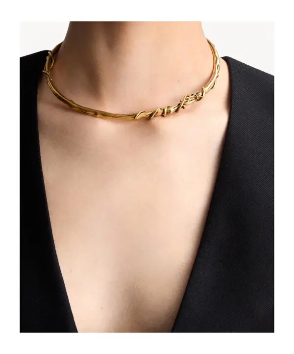 Saint Laurent Cassandre Mulberry Torc Necklace In Metal