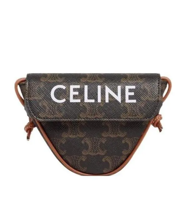 Celine Mini Triangle In Triomphe Canvas With Print - Brown