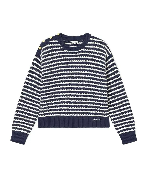 GANNI Striped Wool Jumper