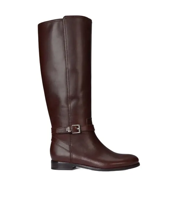 Ralph Lauren Dark Polished Leather Knee-high Boots - Brown