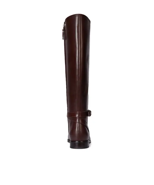 Ralph Lauren Dark Polished Leather Knee-high Boots