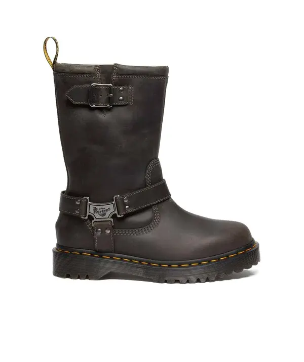 Dr. Martens Buckled Mid Calf Boots - Charcoal-grey