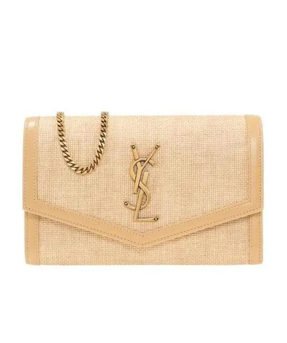 Saint Laurent Uptown Raffia Shoulder Bag