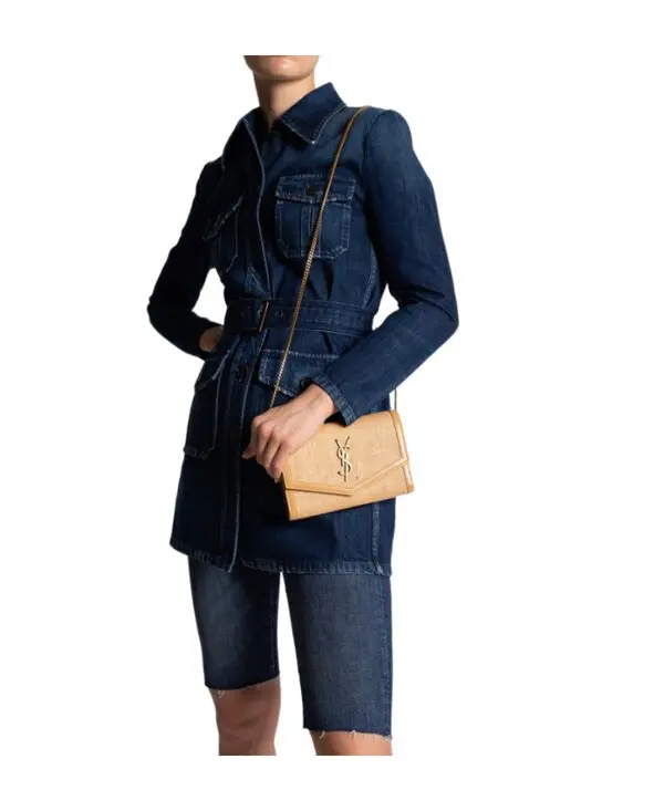 Saint Laurent Uptown Raffia Shoulder Bag