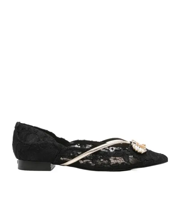 Liu Jo Lace-embellished Pointed-toe Flats