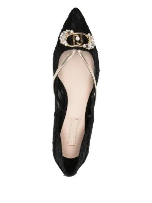 Liu Jo Lace-embellished Pointed-toe Flats