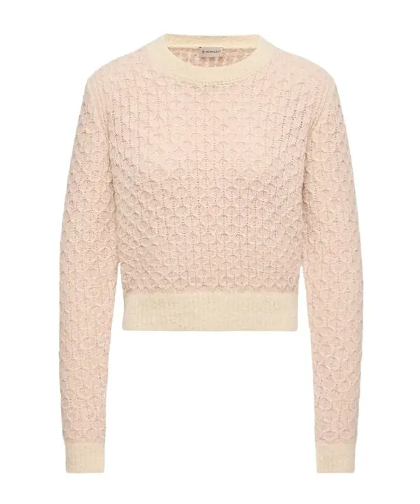 Moncler Ribbed Wool Blend Crew Neck Sweater
