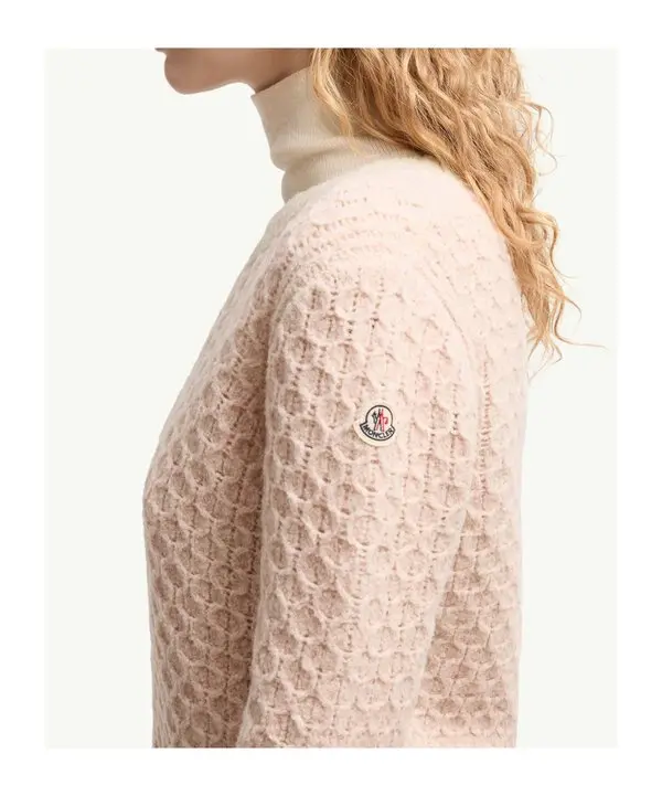 Moncler Ribbed Wool Blend Crew Neck Sweater