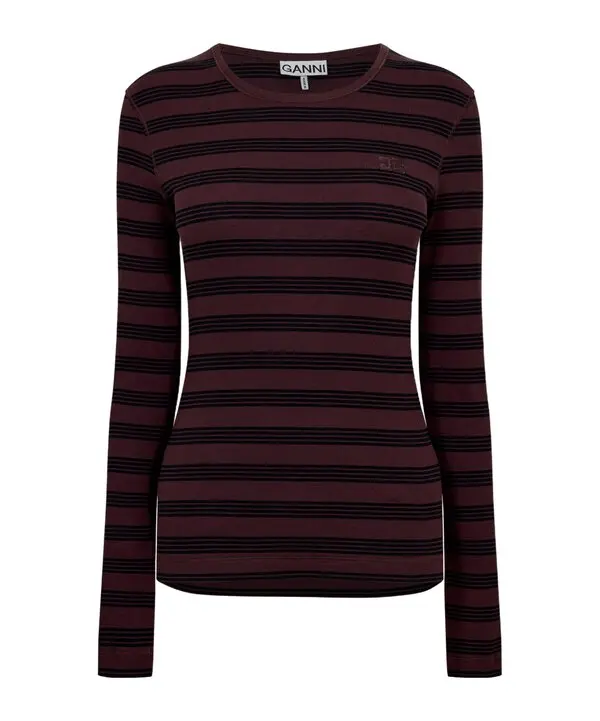 GANNI Striped Long Sleeve Crewneck T-shirt