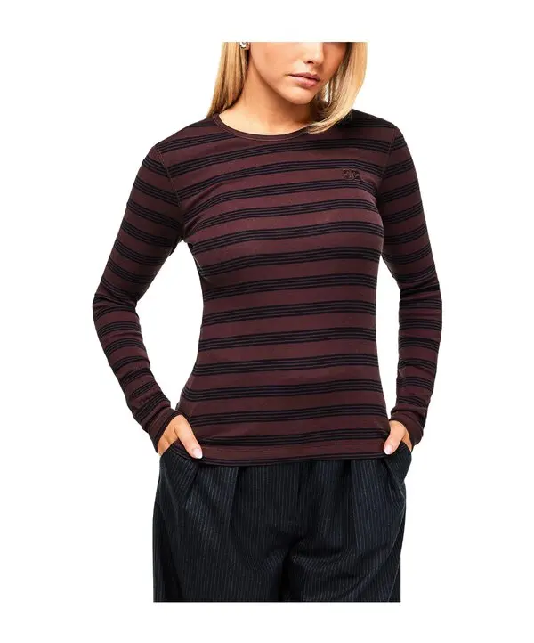GANNI Striped Long Sleeve Crewneck T-shirt