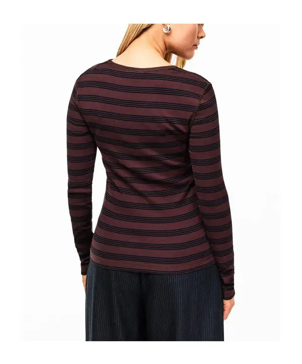 GANNI Striped Long Sleeve Crewneck T-shirt