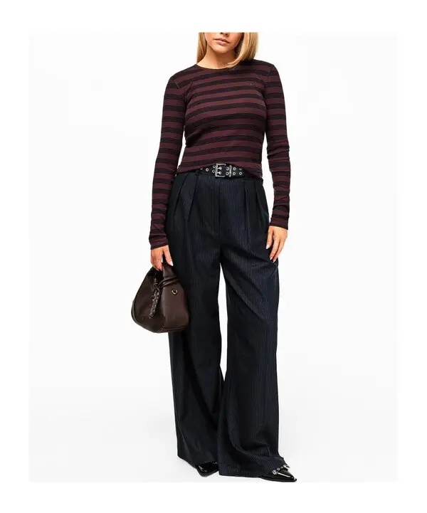 GANNI Striped Long Sleeve Crewneck T-shirt