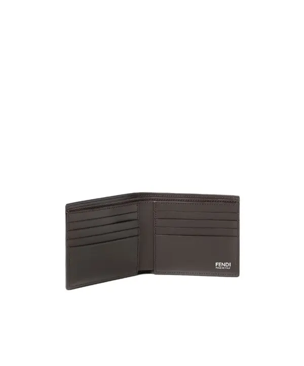 Fendi Two-tone Black And Ebony Leather Bi-fold Wallet