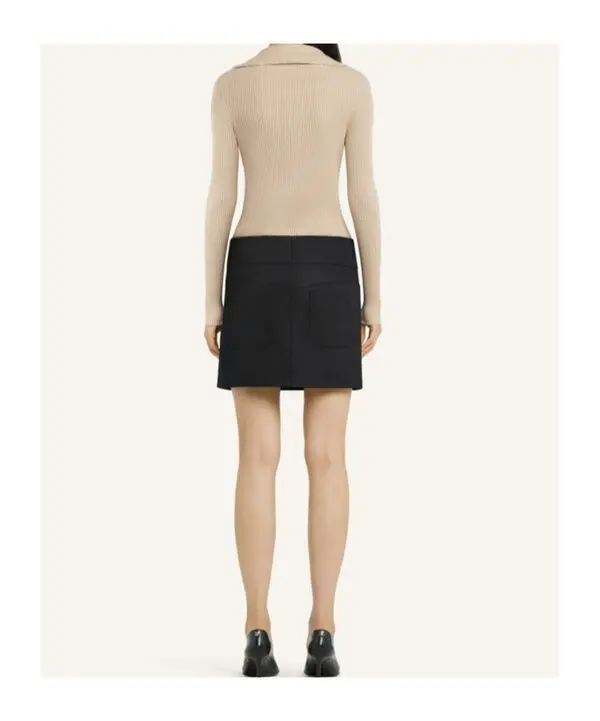 COURREGES Ribbed Knit Collared Cardigan - Beige