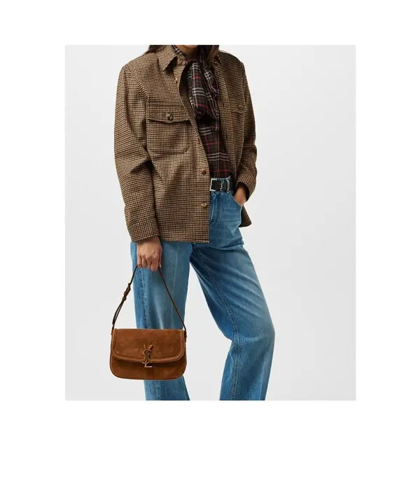 Saint Laurent Small Genuine Leather Shoulder Bag - Brown