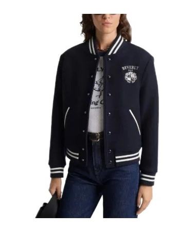 SPORTY  RICH Sporty & Rich Embroidered Striped Trim Jacket