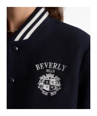 SPORTY  RICH Sporty & Rich Embroidered Striped Trim Jacket