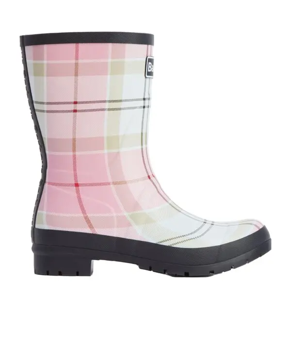 Barbour Calf-length Plaid Rain Boots With Custom Outsole