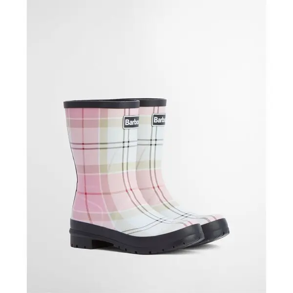 Barbour Calf-length Plaid Rain Boots With Custom Outsole