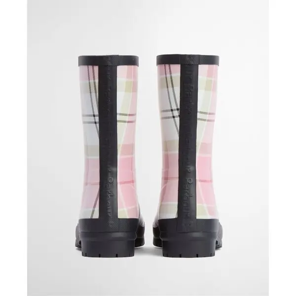 Barbour Calf-length Plaid Rain Boots With Custom Outsole