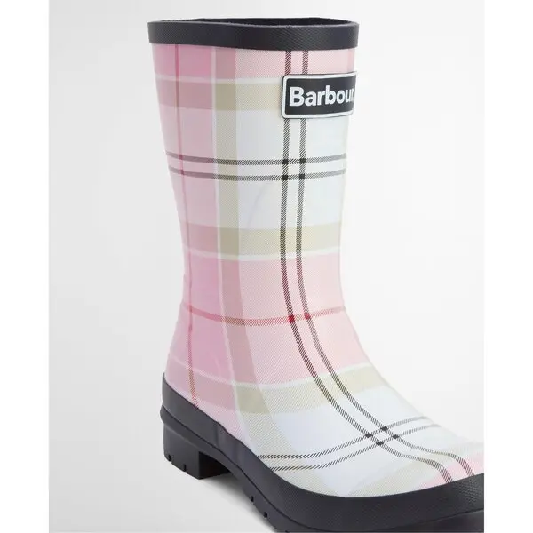 Barbour Calf-length Plaid Rain Boots With Custom Outsole