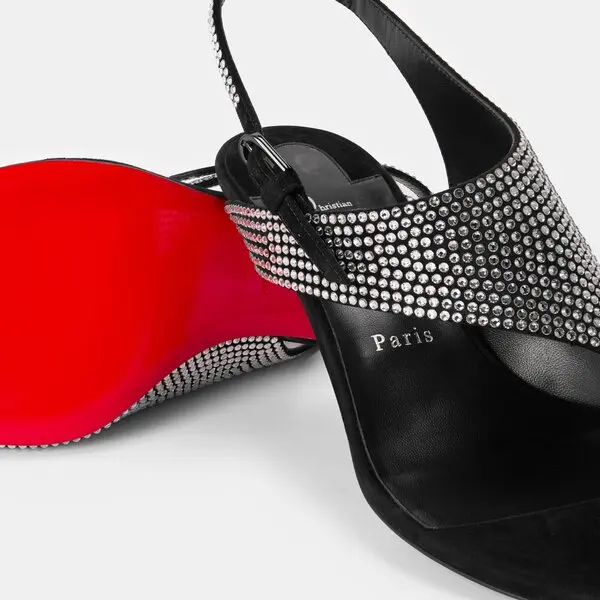 CHRISTIAN LOUBOUTIN Rhinestone Embellished Slingback Sandals