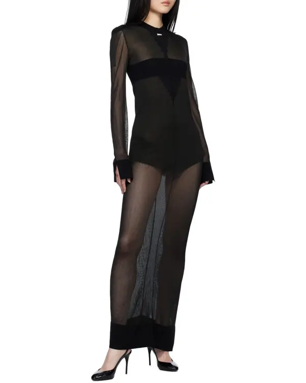JEAN PAUL GAULTIER Long Sleeve Knitted Maxi Dress - Black