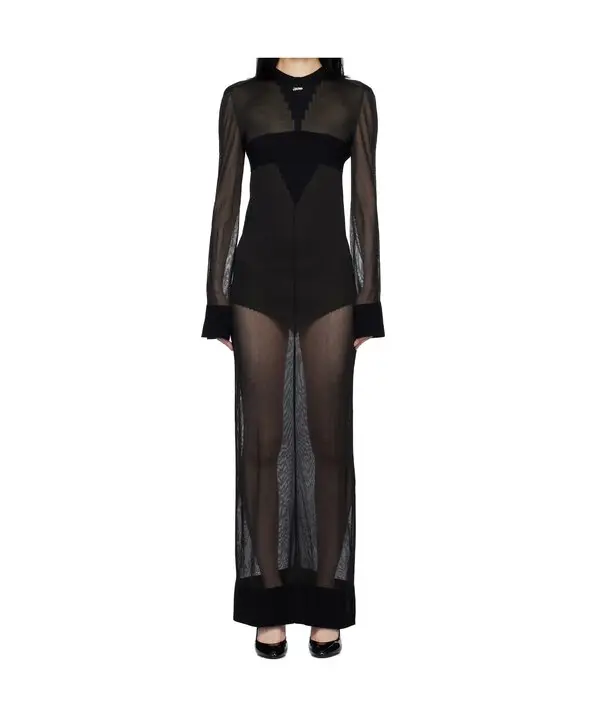 JEAN PAUL GAULTIER Long Sleeve Knitted Maxi Dress - Black