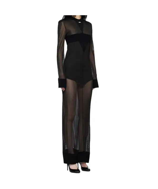 JEAN PAUL GAULTIER Long Sleeve Knitted Maxi Dress - Black