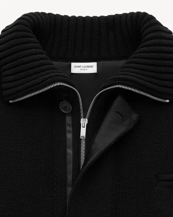 Saint Laurent Button Detailed High-neck Cardigan Jacket