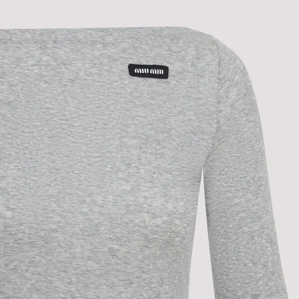 Miu Miu Logo-patch Long-sleeved Top