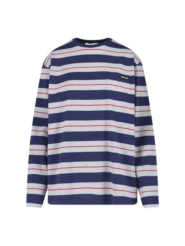 Miu Miu Long-sleeved Striped T-shirt - Blue