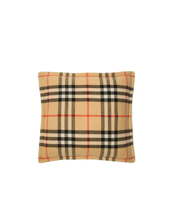 Burberry Checked Square Cushion - Sand-colored