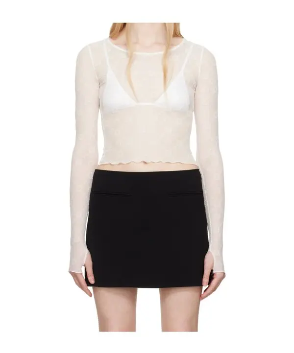 MARINE SERRE White Mesh Cropped Top