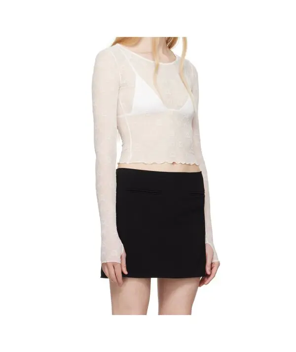 MARINE SERRE White Mesh Cropped Top