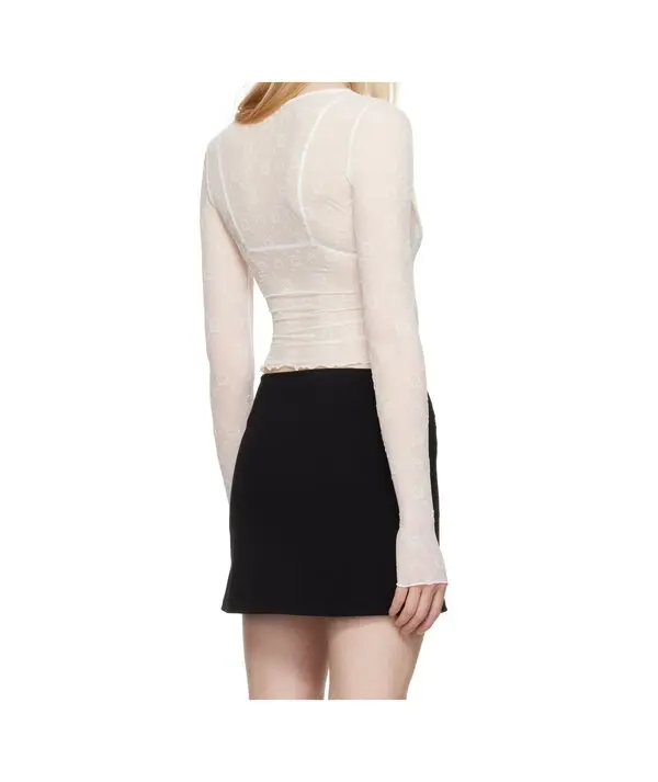 MARINE SERRE White Mesh Cropped Top