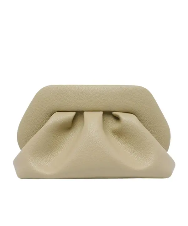 THEMOIRE Tia Pleated Clutch Bag - Olive
