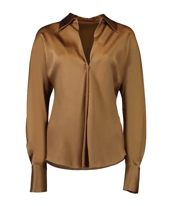 Vince Long Sleeve Shirt With Classic Collar - Brown