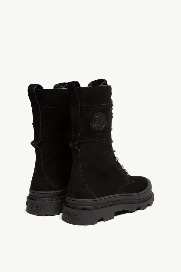 Moncler Vera High Suede Shearling Lace-up Boots