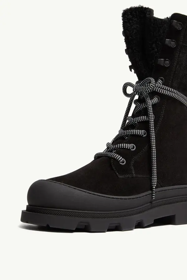 Moncler Vera High Suede Shearling Lace-up Boots