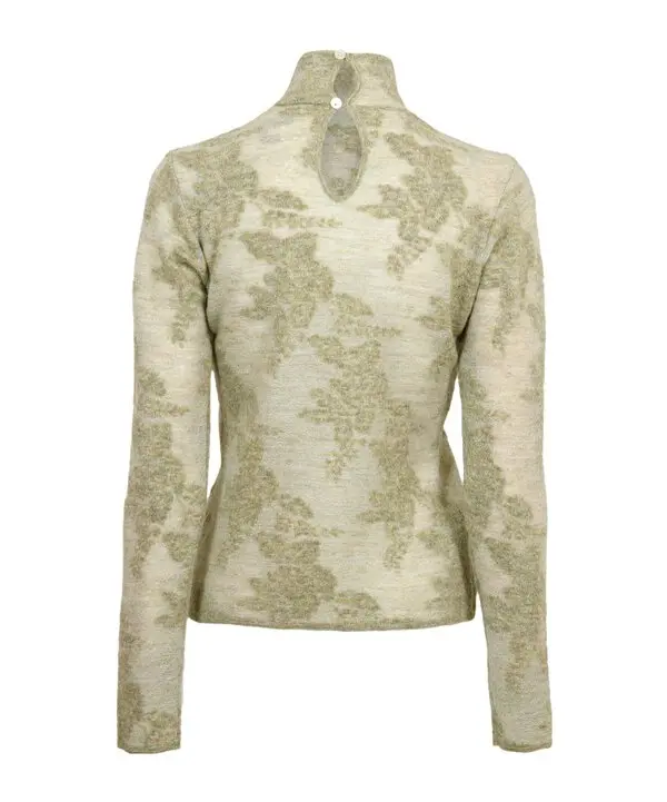 GANNI Sheer Flower Jacquard Long Sleeve T-shirt