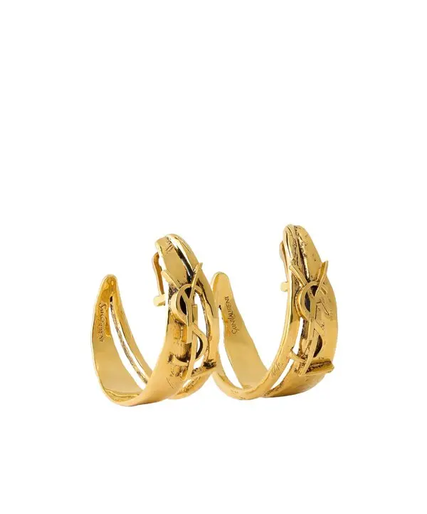 Saint Laurent Metal Hoop Earrings - Yellow