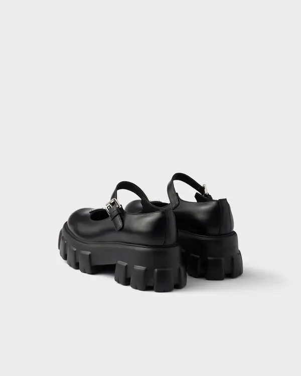 Prada Triangle Logo Mary Jane Flat Shoes